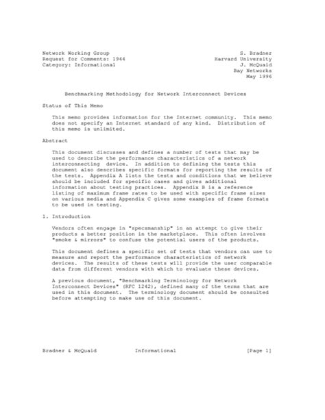 Pdf Benchmarking Methodology For Network Interconnect Devices