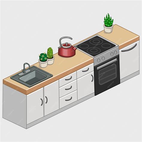 Premium Vector Vector Kitchen Illustration Objects In Isometric