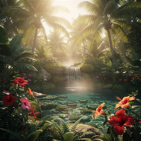 Free Tropical Paradise Oasis Image Tropical Paradise Waterfall