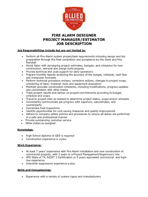 Fillable Online Design Services Of Fire Protection Alarm System Network