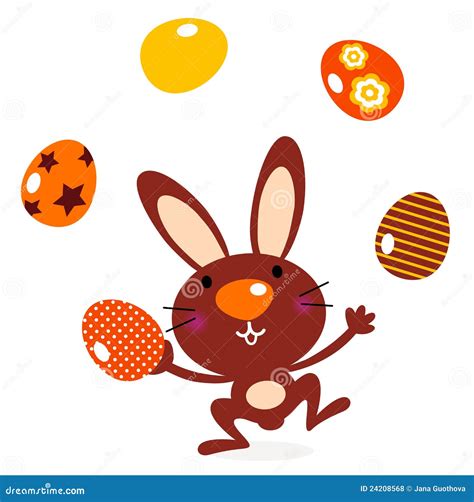Cute Jumping Bunny Juggling With Eggs Stock Vector Illustration Of