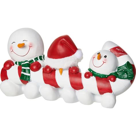 Jingles And Joy Triple Snowmen Holding Candy Cane Figurine 14x7x4
