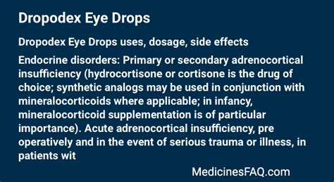 Dropodex Eye Drops Uses Dosage Side Effects Faq Medicinesfaq
