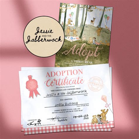 Adopt A Teddy Bear Sign And Certificate Party Pack Printable Adopt A