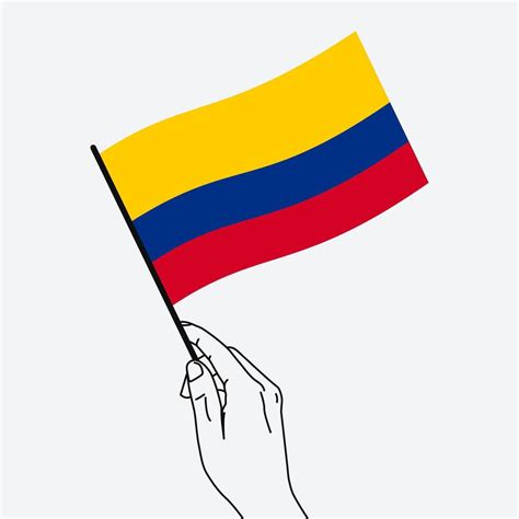 Hand Holding Colombia Flag In Line Art Drawing Style Colombia Hand