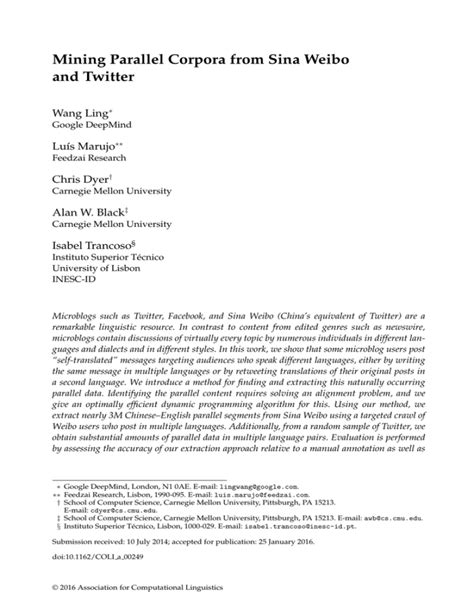 Mining Parallel Corpora From Sina Weibo And Twitter