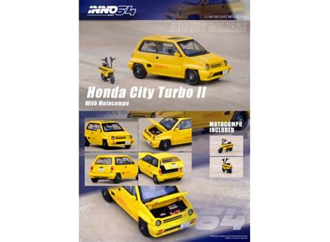 164 1984 Honda City Turbo Ii Yellow Version With White Motocompo