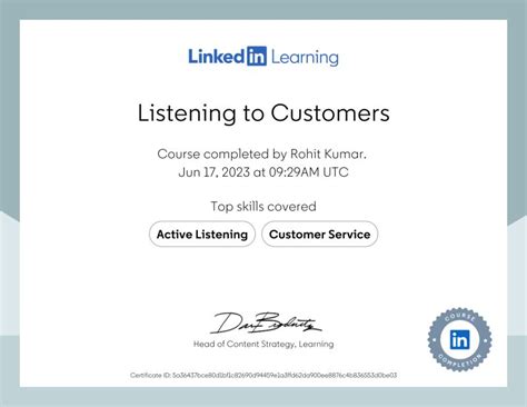 rohit kumar on linkedin certificate of completion