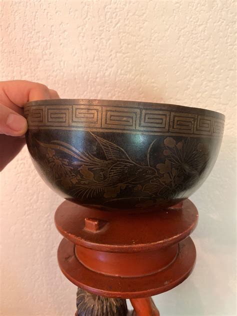 Proantic Sculpture Statue Of A Tengu Demon With A Singing Bowl In B