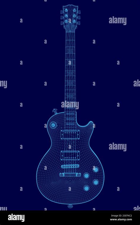 Blue Guitar With A Blue Background The Guitar Is Shown In A 3d Format