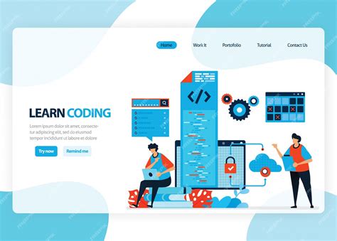 Premium Vector Homepage For Learning Programming And Coding