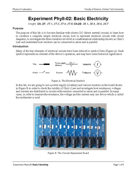Basic Electricity Lab Work Experiment Phyii 02 Basic Electricity