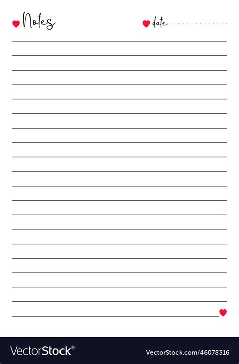 Cute Notebook Page Royalty Free Vector Image Vectorstock