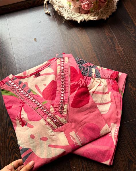 Pure Cotton Floral Aline Coord Pink Trend On The Go