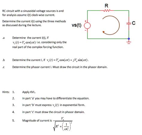 Rc Circuit With A Sinusoidal Voltage Sources Is And For Analysis Assume