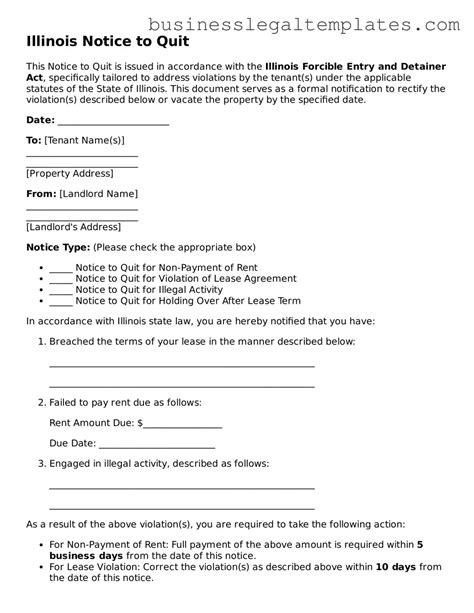 Prepare A Valid Illinois Notice To Quit With Our Printable Form