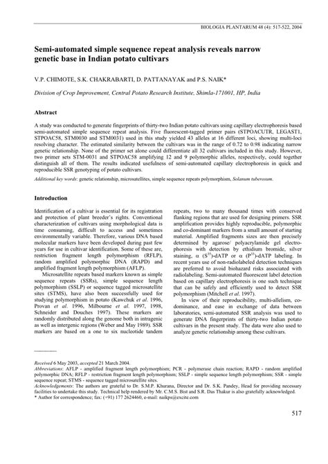 Pdf Semi Automated Simple Sequence Repeat Analysis Reveals Narrow