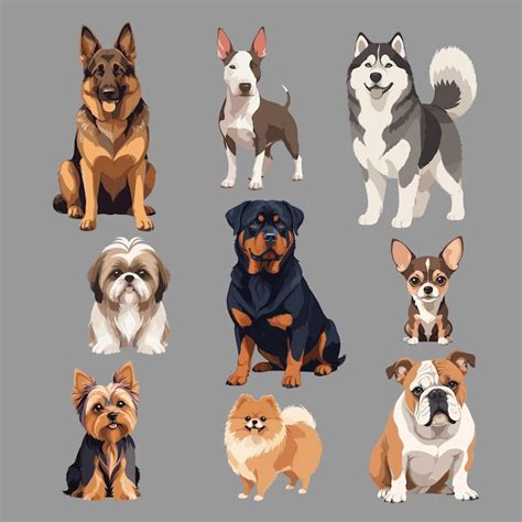 Векторная иллюстрация собак Премиум Ai сгенерированный вектор