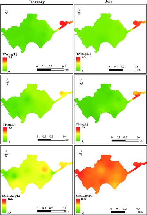 Spatial Distribution In Tn Tp Cod Mn Concentrations Of Jl Waters