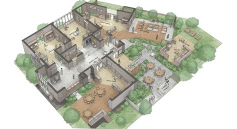 An Architectural Floor Plan Features A Detailed Layout Of Interconnected Rooms Stock