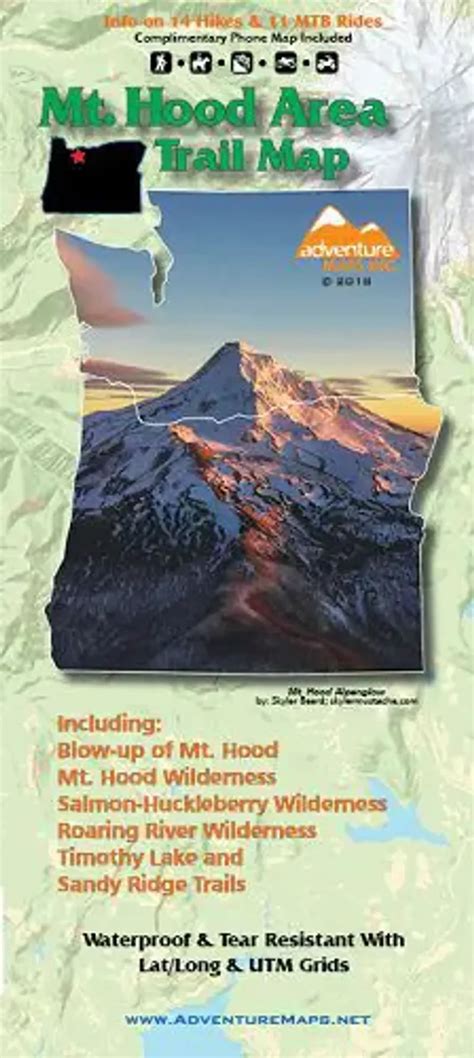 Mt Hood Area Hiking Map Metsker Maps