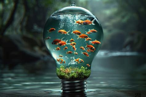 Premium Photo A Light Bulb Is Filled With Water And Fish