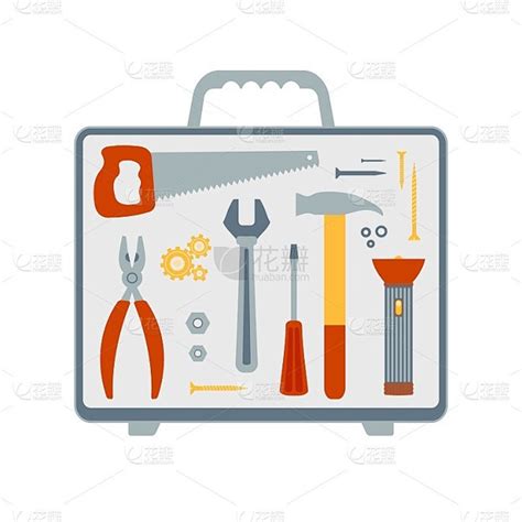 修复和构建工具主题上的一组矢量平面图标