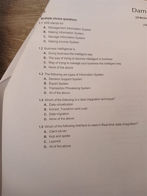 Solved Multiple Choice Questions11 ﻿mis Stands Fora