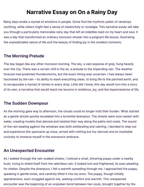 Narrative Essay On On A Rainy Day Example Edit And Download