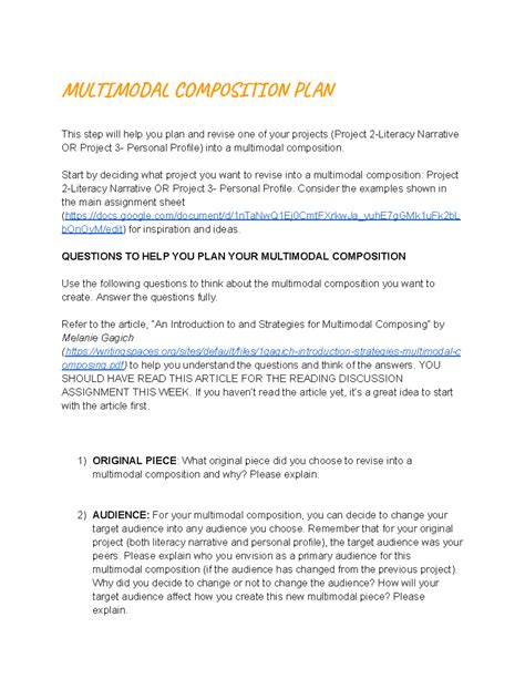 Eng 101 Multimodal Composition Plan For Project Narrativeprofile