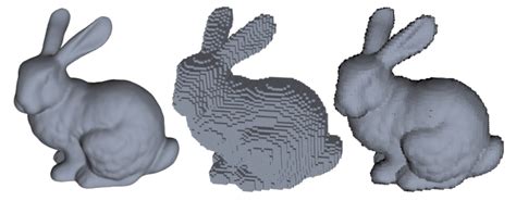 Left The Original 3d Shape Middle The Voxelized 3d Shape Right The