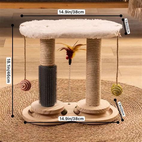 Cat Scratching Post For Interactive Kitten Toy Balls And Self Grooming
