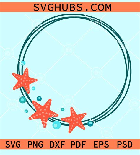 Sea Shell Round Frame Svg Sea Shell Frame Svg Sea Shells Wreath