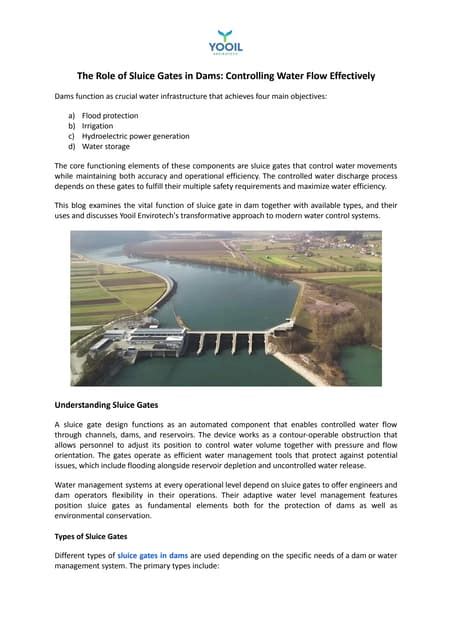 Sluice Gates In Dams Efficient Water Flow Control Pdf