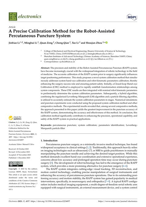 Pdf A Precise Calibration Method For The Robot Assisted Percutaneous