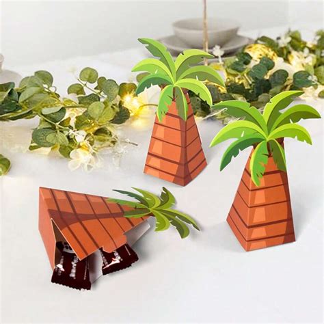 10pcs 3d Palm Tree Packaging Boxes Candy Boxes Small Candy Folding