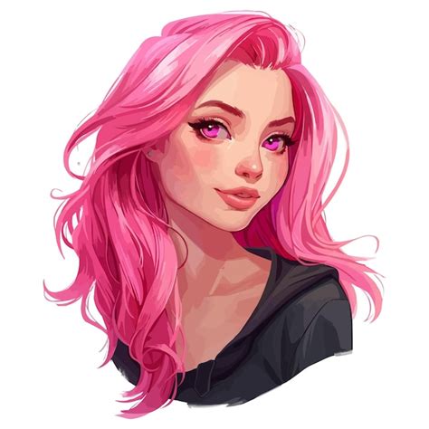 Un Dibujo De Una Chica Con Cabello Rosa Y Cabello Rosa Vector Premium Generado Con Ia