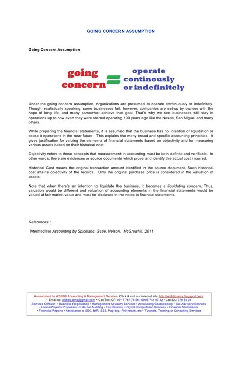 Going Concern Assumption Pdf