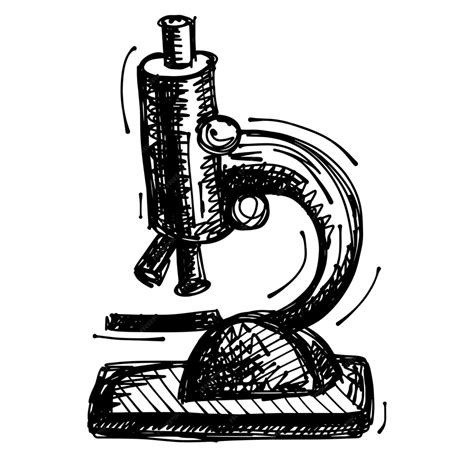 Premium Vector Black Sketch Drawing Of Microscope