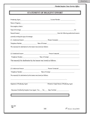 2017 2026 Form Fl Surplus Lines Service Office Statement Of Diligent