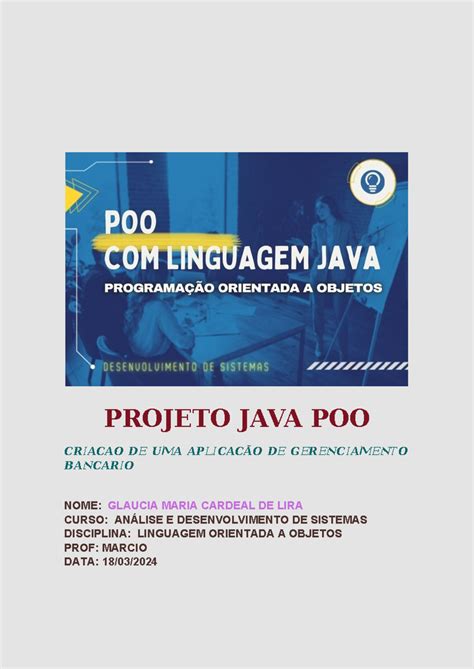 Projeto Java Poo Trabalho Projeto Java Poo Criacao De Uma AplicacÃo De Gerenciamento Bancario
