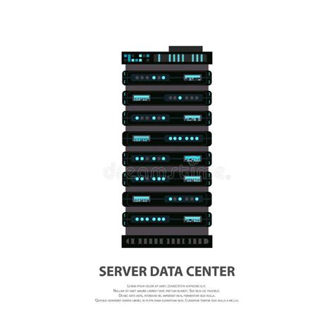 Cartoon Server Data Center Icon In Flat Style Isolated On White Big