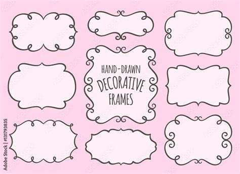Collection Of Cute Hand Drawn Frames And Calligraphic Elements Stock Vector Adobe Stock