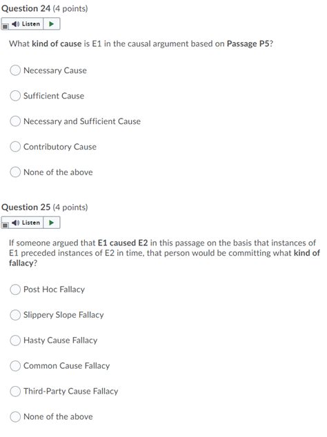 Part V Causal Arguments For Questions 2225 Refer