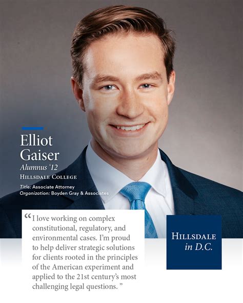 Alumni Profile Elliot Gaiser Hillsdale In D C