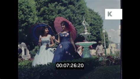 1950s Puerto Rico Young Women With Colourful Parasols 35mm Youtube