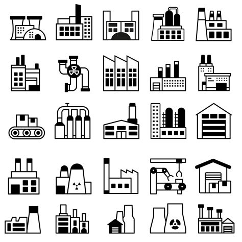 Factory Icon Vector Set Productions Illustration Sign Collection