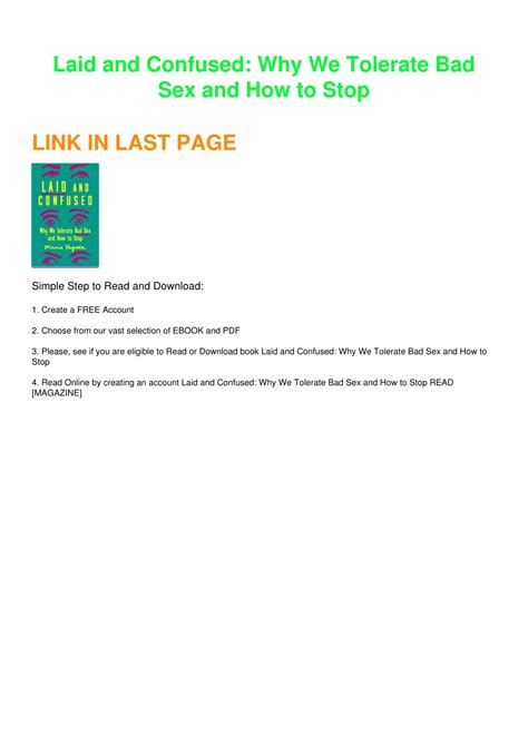Ppt Pdf Laid And Confused Why We Tolerate Bad Sex And How To Stop