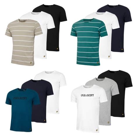 Lyle And Scott Mens Printed Cotton Blend Regular Fit 3 Pack T Shirt