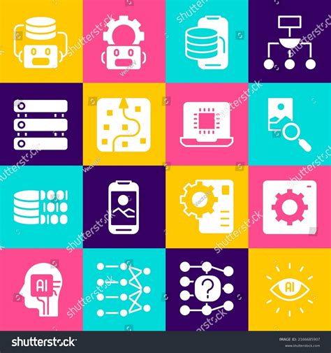 Set Artificial Intelligence Ai Computer Api Stock Vector Royalty Free